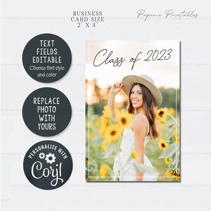 EDITABLE Graduation Party Business Cards, Class of 2023 Graduation ...