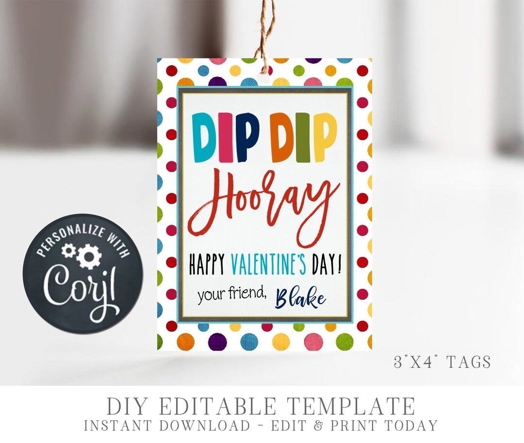 Editable Fun Dip Valentine Cards: DIY Kids Tags (digital Download) - Etsy