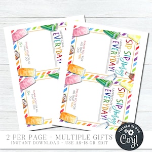 EDITABLE Teacher Appreciation Gift Card Holder, Sip Sip Hooray Teacher ...