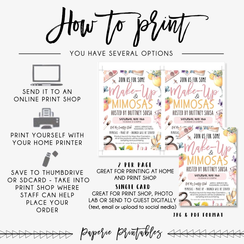 EDITABLE Makeup and Mimosas Flyer, Make up and Mimosa's Event, Mimosas ...