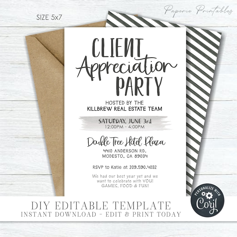 Editable Client Appreciation Party Invitation: DIY Corjl Template # ...
