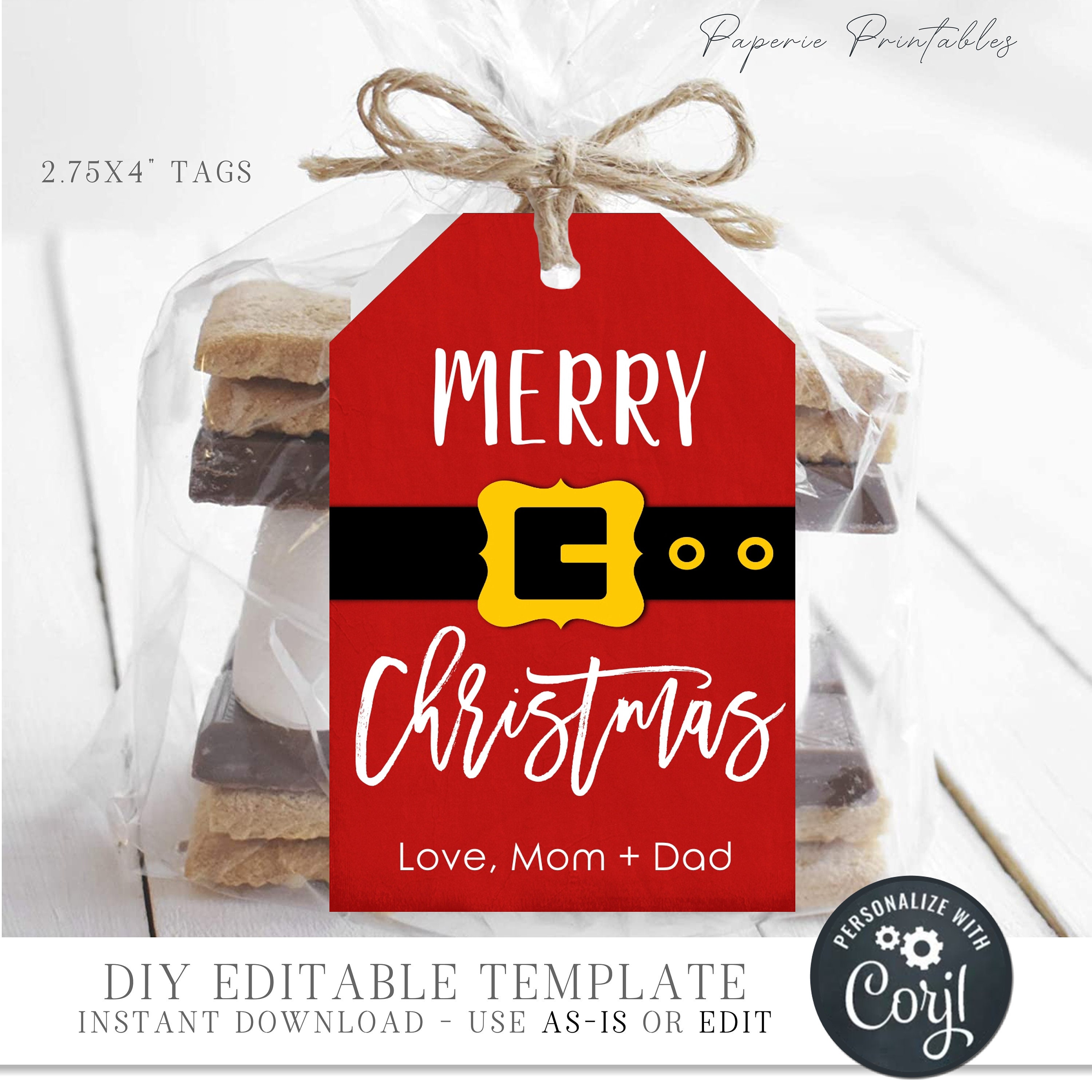 Editable Christmas Gift Tags, Elf Christmas Gift Tags, Santa Gift ...