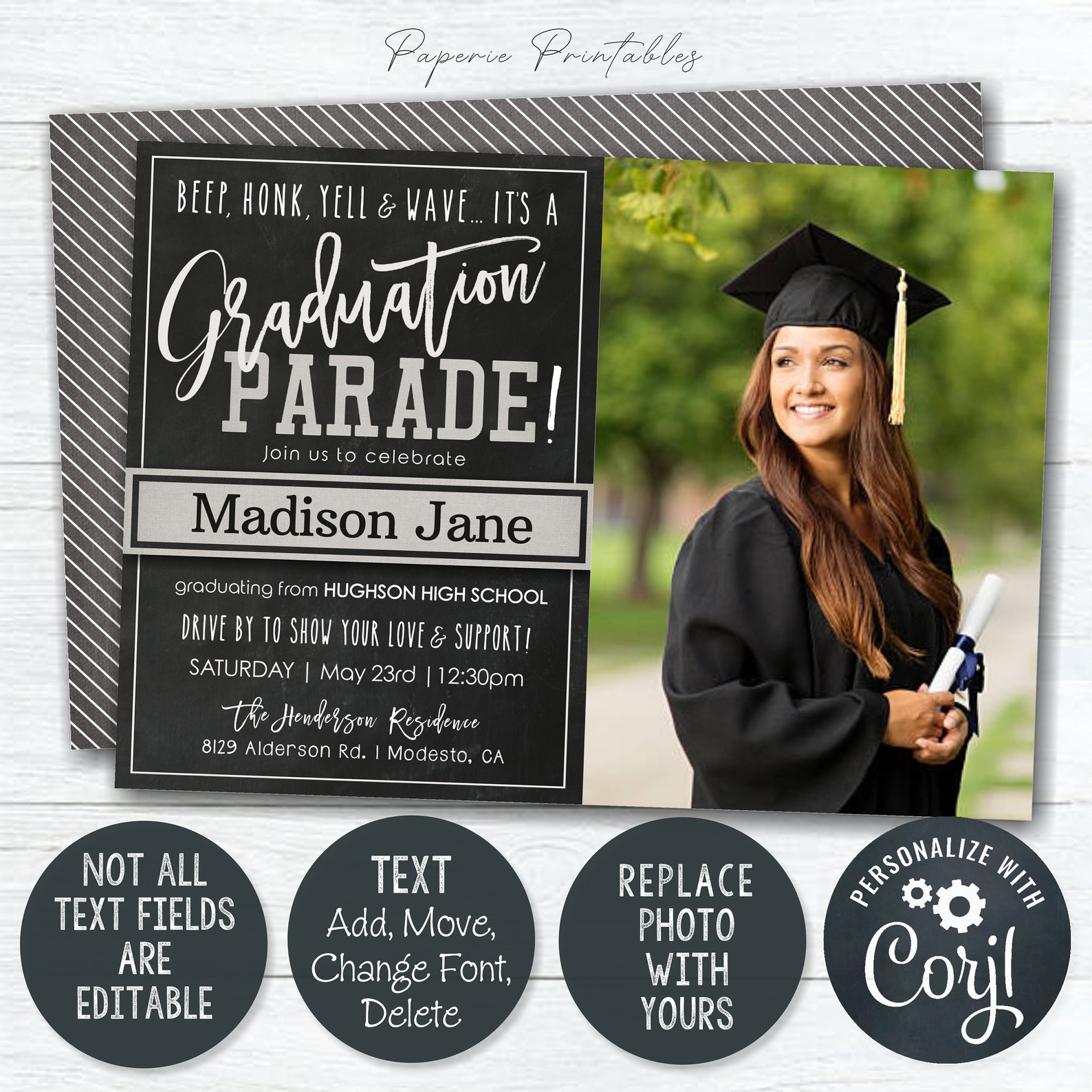 EDITABLE Graduation Parade Invitation Drive by Graduation | Etsy