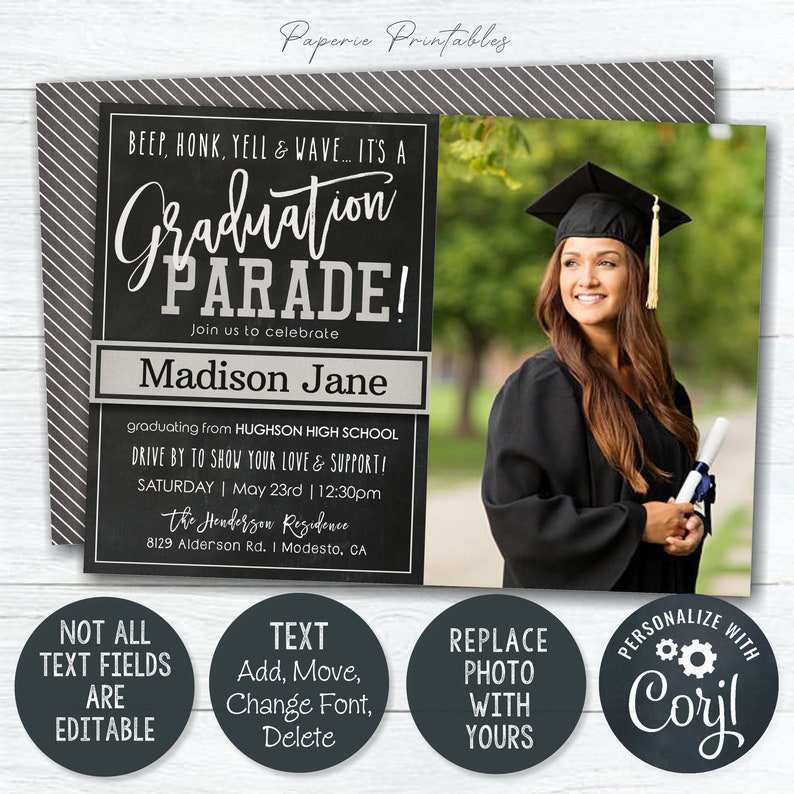 EDITABLE Graduation Parade Invitation Drive by Graduation | Etsy
