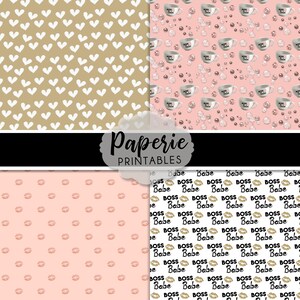 Boss Babe Pattern Digital Paper - 12x12 Digital Scrapbooking Paper - 30 ...