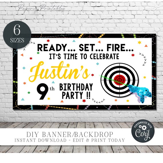 EDITABLE Laser Tag Birthday Backdrop Laser Tag Birthday | Etsy