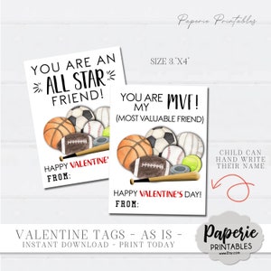 Valentine Cards for Kids, Kids Valentine Cards, All Star Valentine ...