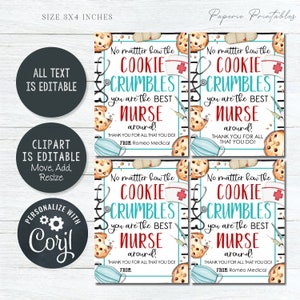 Editable Cookie Nurse Appreciation Gift Tags (DIY Corjl Template) - Etsy