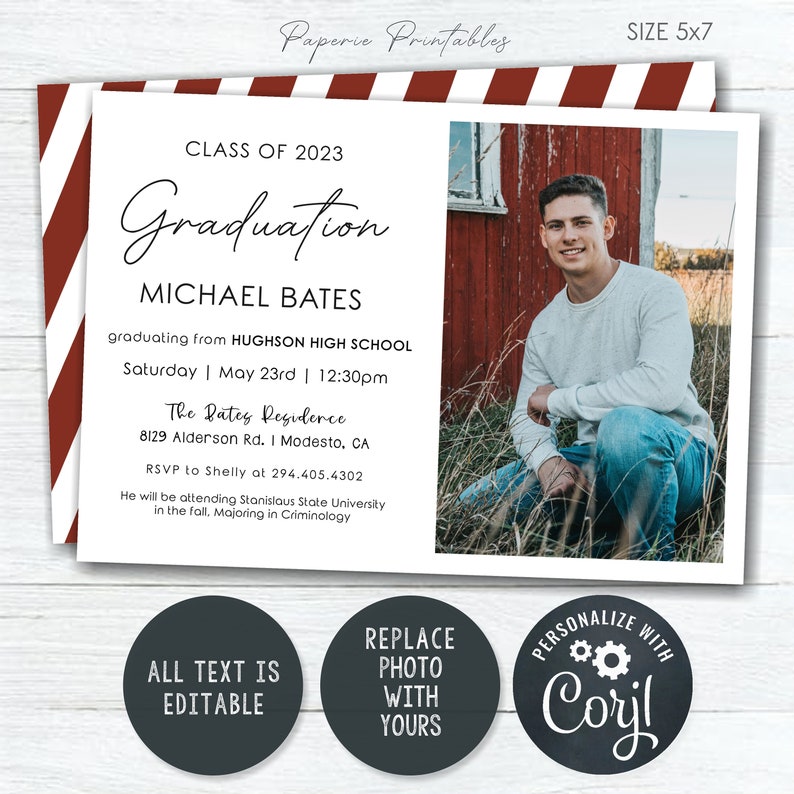 Editable Graduation Party Invitation: Minimalist Design (digital ...