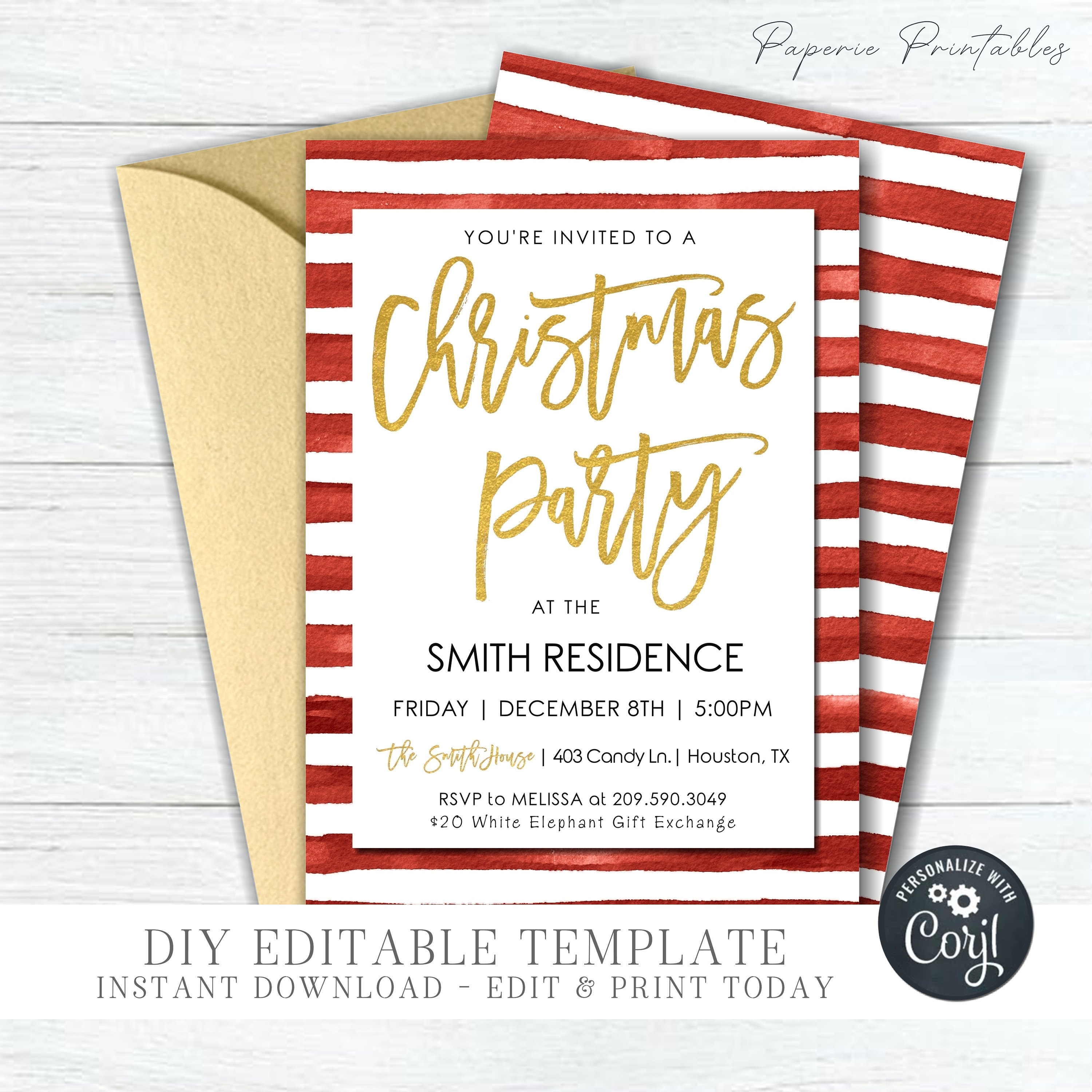 EDITABLE Christmas Party Invitation Template Holiday Party - Etsy