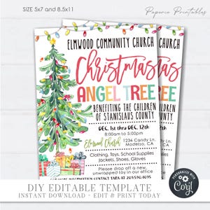 Editable Christmas Angel Tree Flyer & Tags (DIY Corjl Template) - Etsy