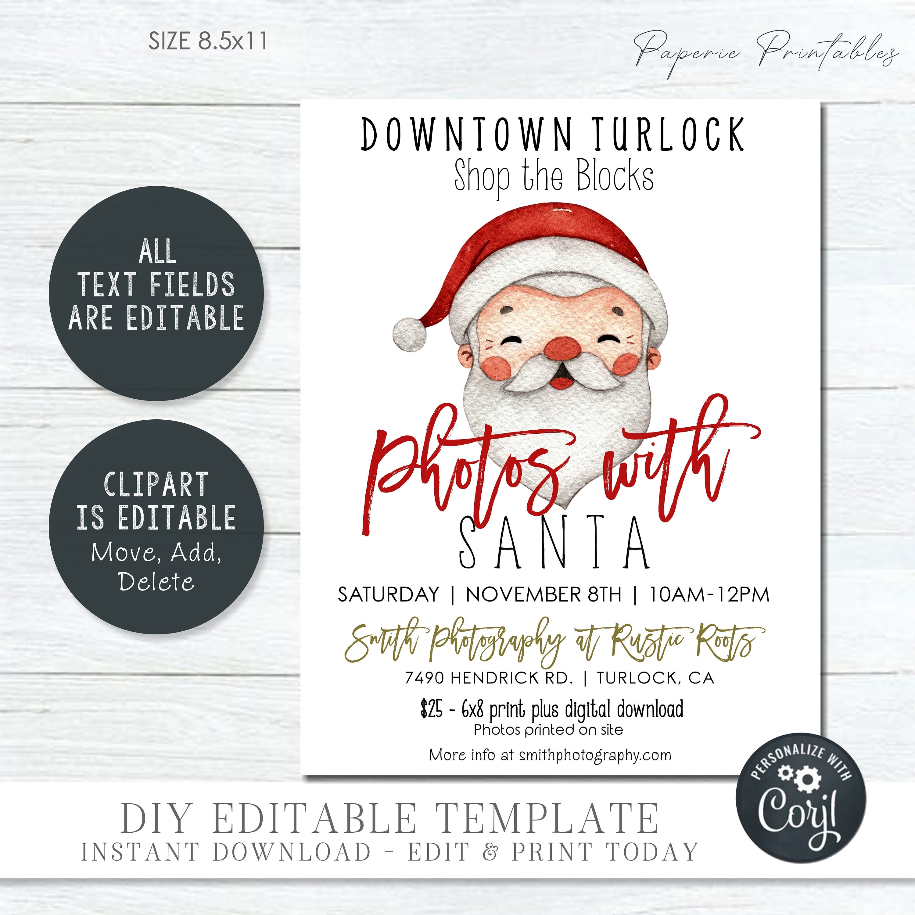 EDITABLE Photos With Santa Flyer Photos With Santa - Etsy