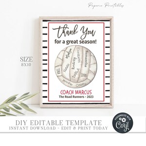 Editable Volleyball Coach Gift Printable: Team Appreciation (DIY Corjl ...