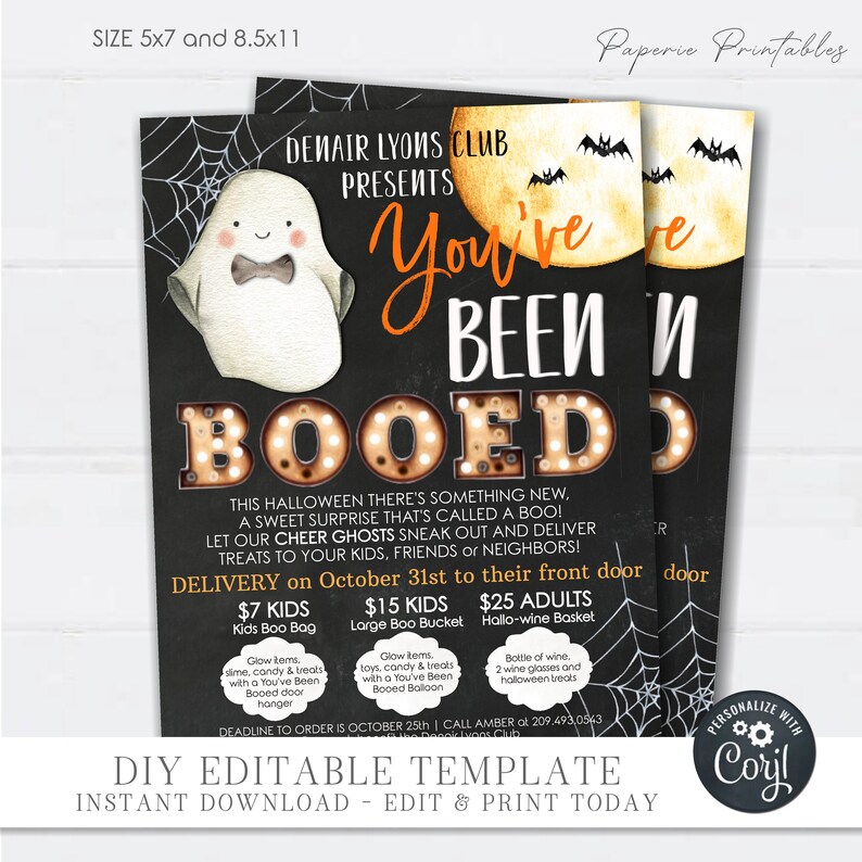Editable You've Been Booed Halloween Flyer: Fundraiser Template (corjl ...