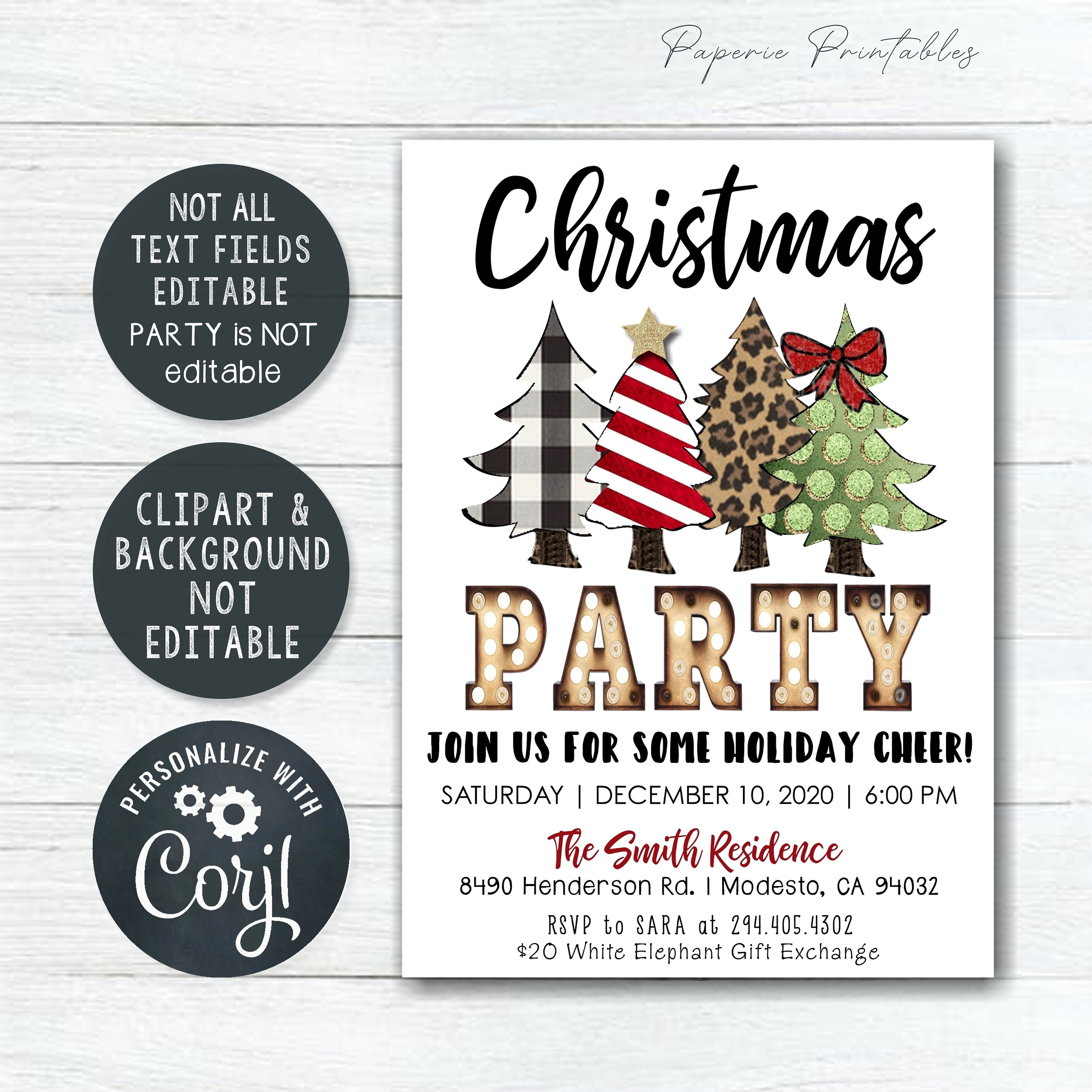 EDITABLE Christmas Party Invitation Template Holiday Party - Etsy