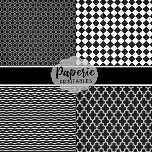 Black & White Pattern Digital Paper - 12x12 Digital Scrapbooking Paper ...
