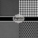 Black & White Pattern Digital Paper - 12x12 Digital Scrapbooking Paper ...