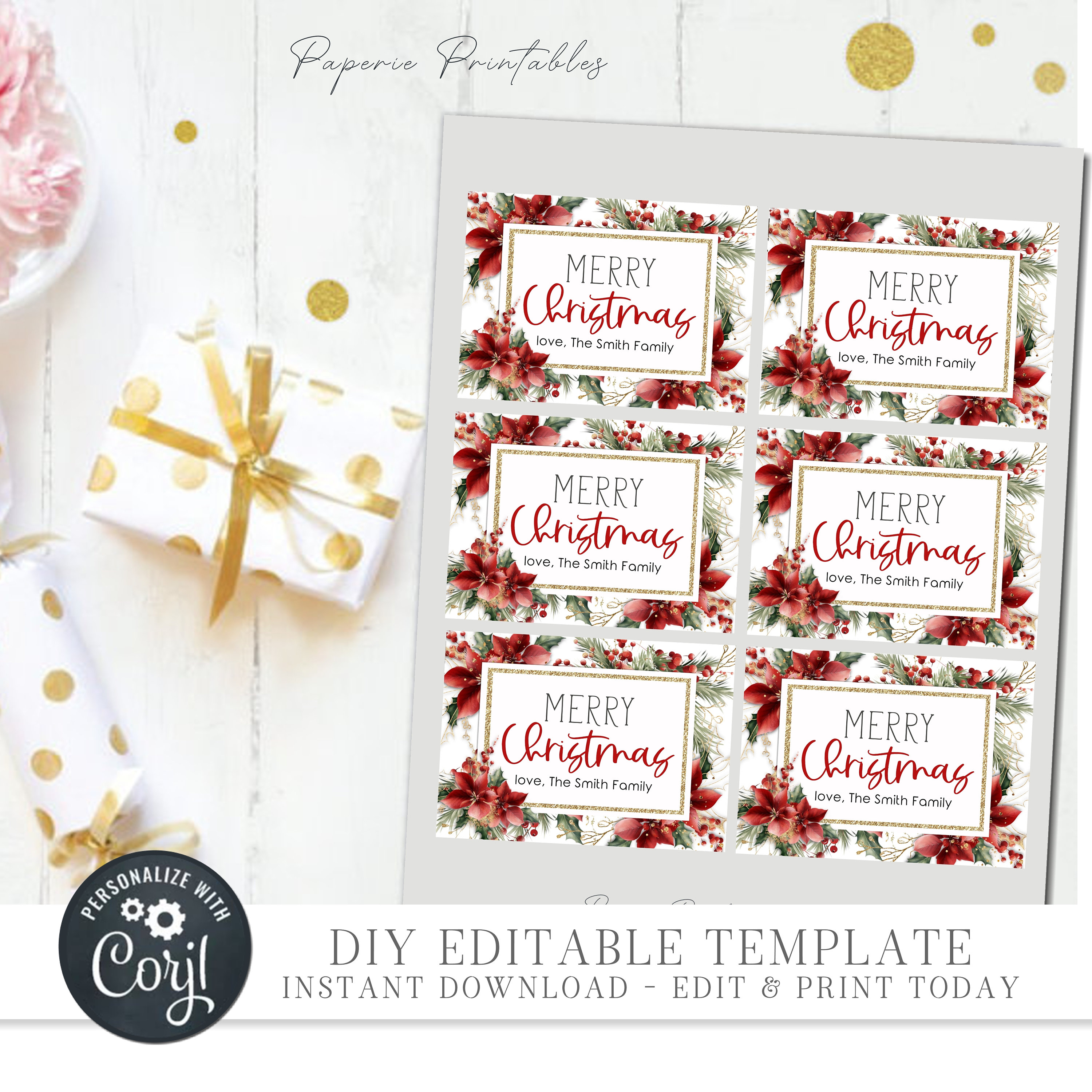 Editable Christmas Gift Tags Christmas Tags Editable - Etsy
