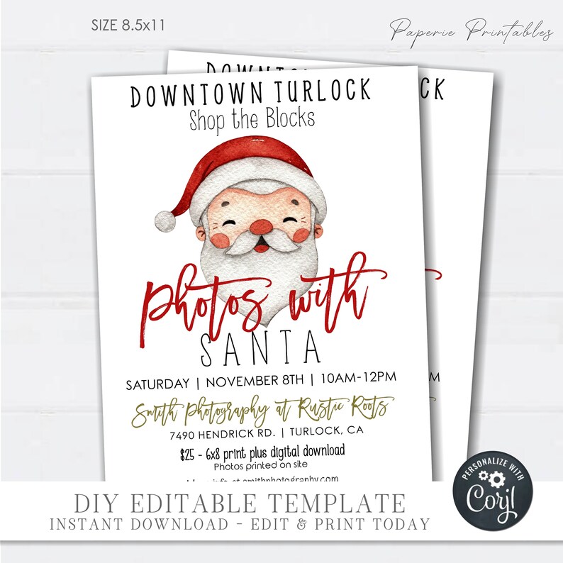 EDITABLE Photos With Santa Flyer Photos With Santa - Etsy