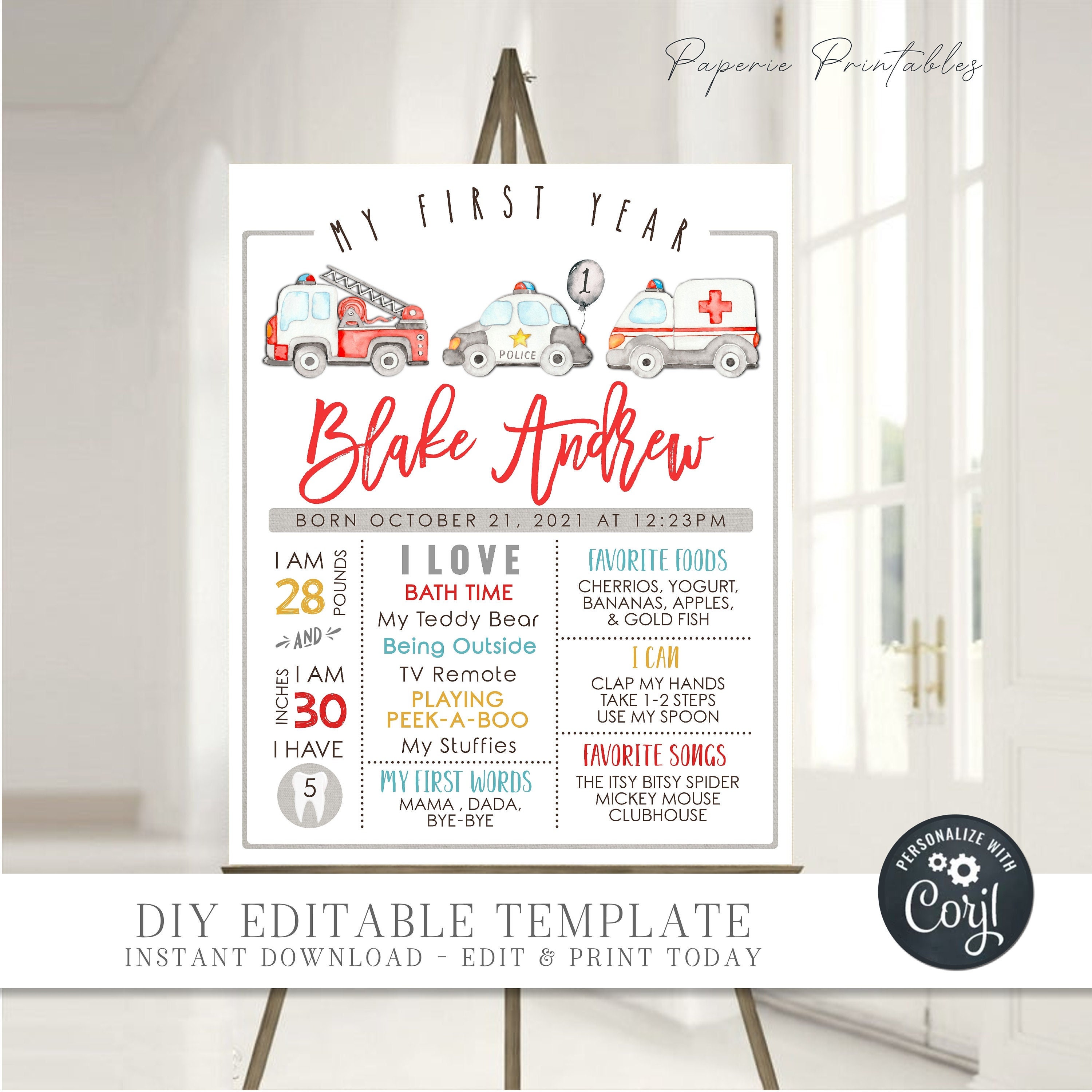 First Responders Milestone Poster: Editable Stats Board (digital ...