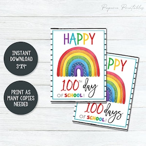EDITABLE Happy 100th Day of School Tags, 100 Days of School Gift Tag ...