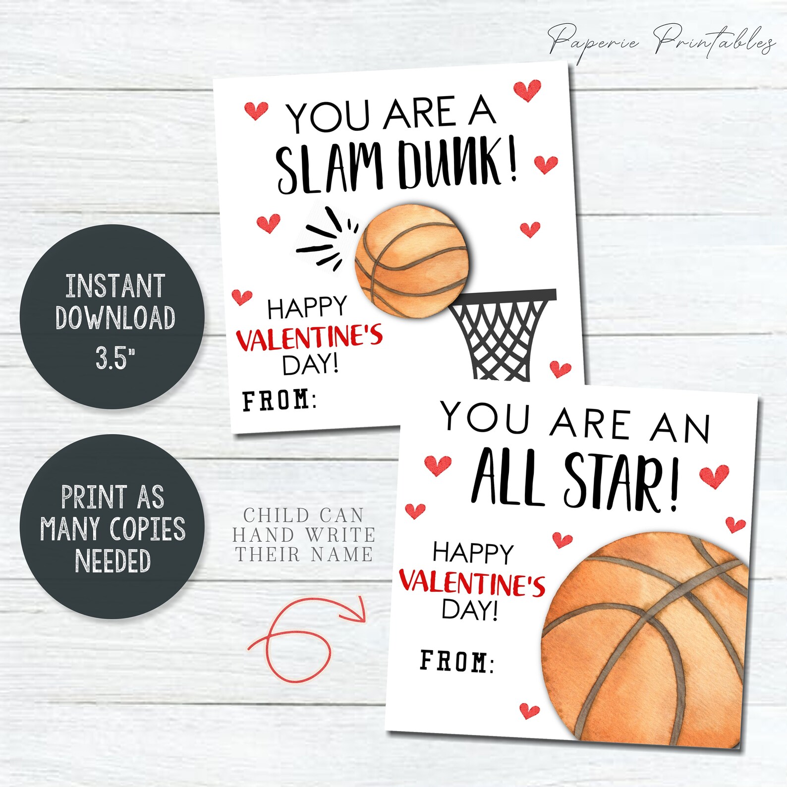 Basketball Valentine's Day Cards for Kids (instant Download) - Etsy