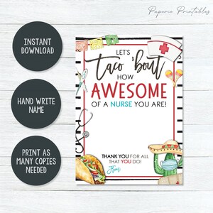 Editable Nurse Appreciation Gift Card Holder: Taco Theme (DIY Corjl) # ...