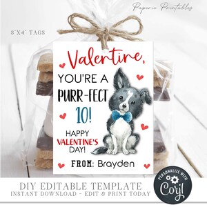 EDITABLE Puppy Valentine Cards, Dog Valentine Cards, School Valentine ...