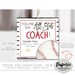 EDITABLE Coach Appreciation Gift Tag, Baseball Coach Appreciation Tag ...