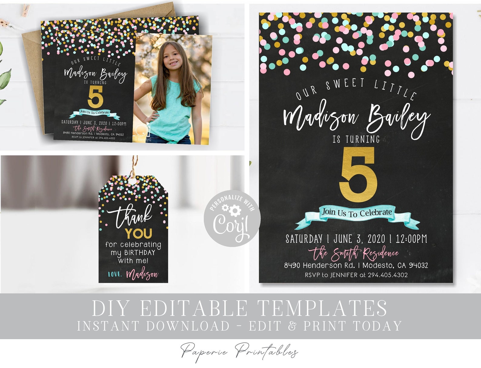 EDITABLE Confetti Birthday Bundle Confetti Birthday - Etsy