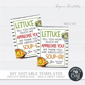 EDITABLE Salad Appreciation Gift Tag, Teacher Appreciation Tag, Thank ...
