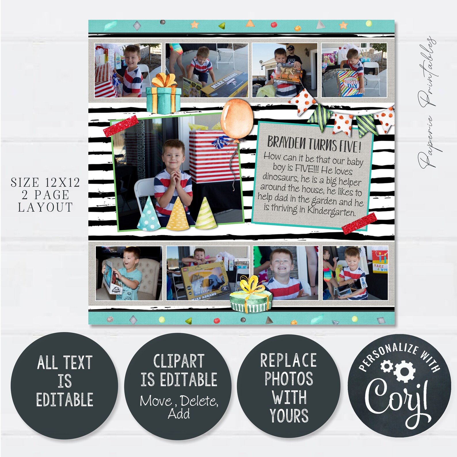 EDITABLE Scrapbooking Quick Pages Birthday Scrapbooking Album - Etsy