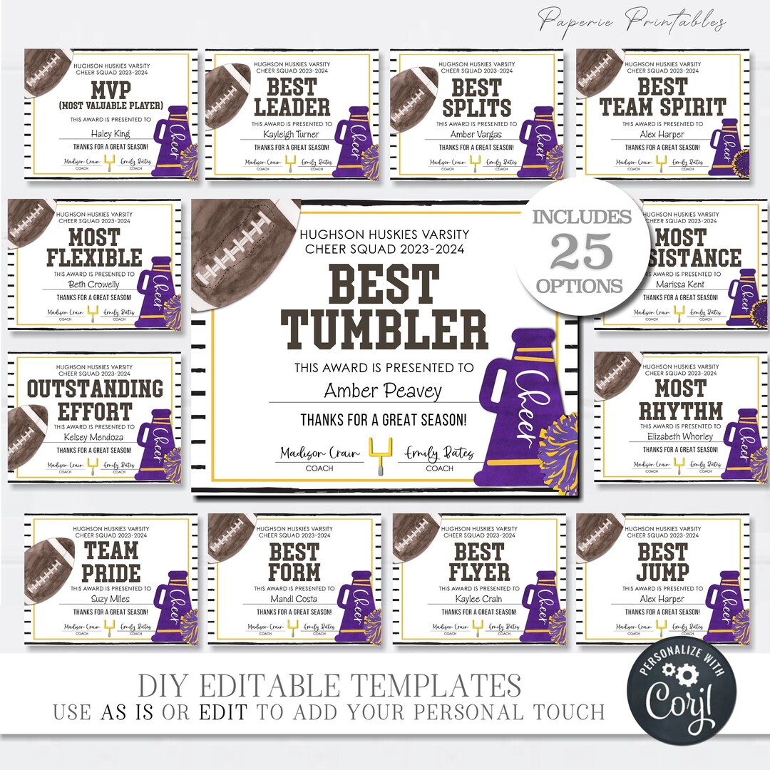 Editable Cheerleading Awards: End of Season Team Certificates (DIY ...