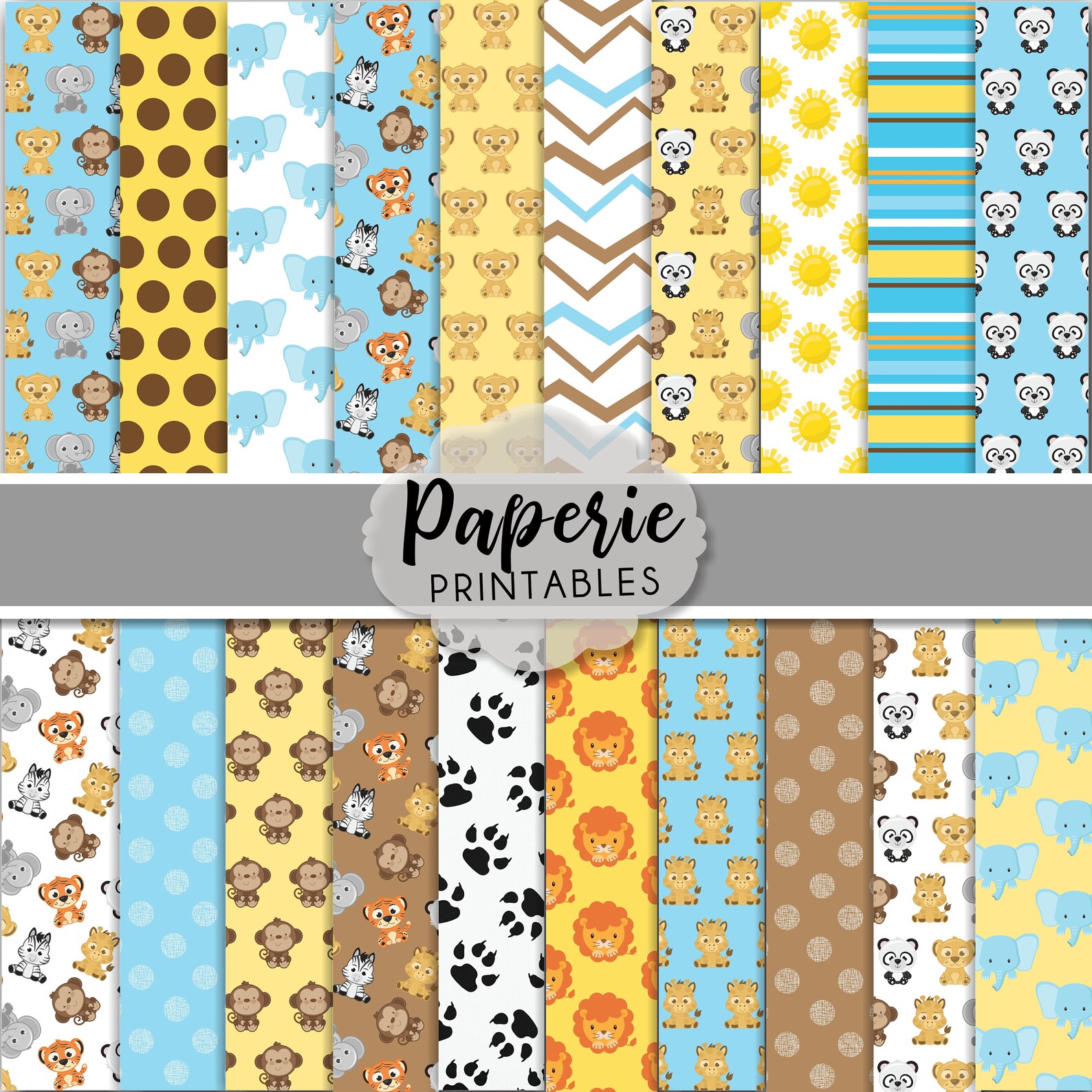 Baby Zoo Animals Digital Paper 8.5x11 Digital - Etsy