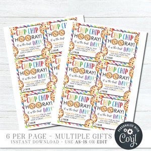 Editable Teacher Appreciation Gift Tag: Chip Chip Hooray (digital ...