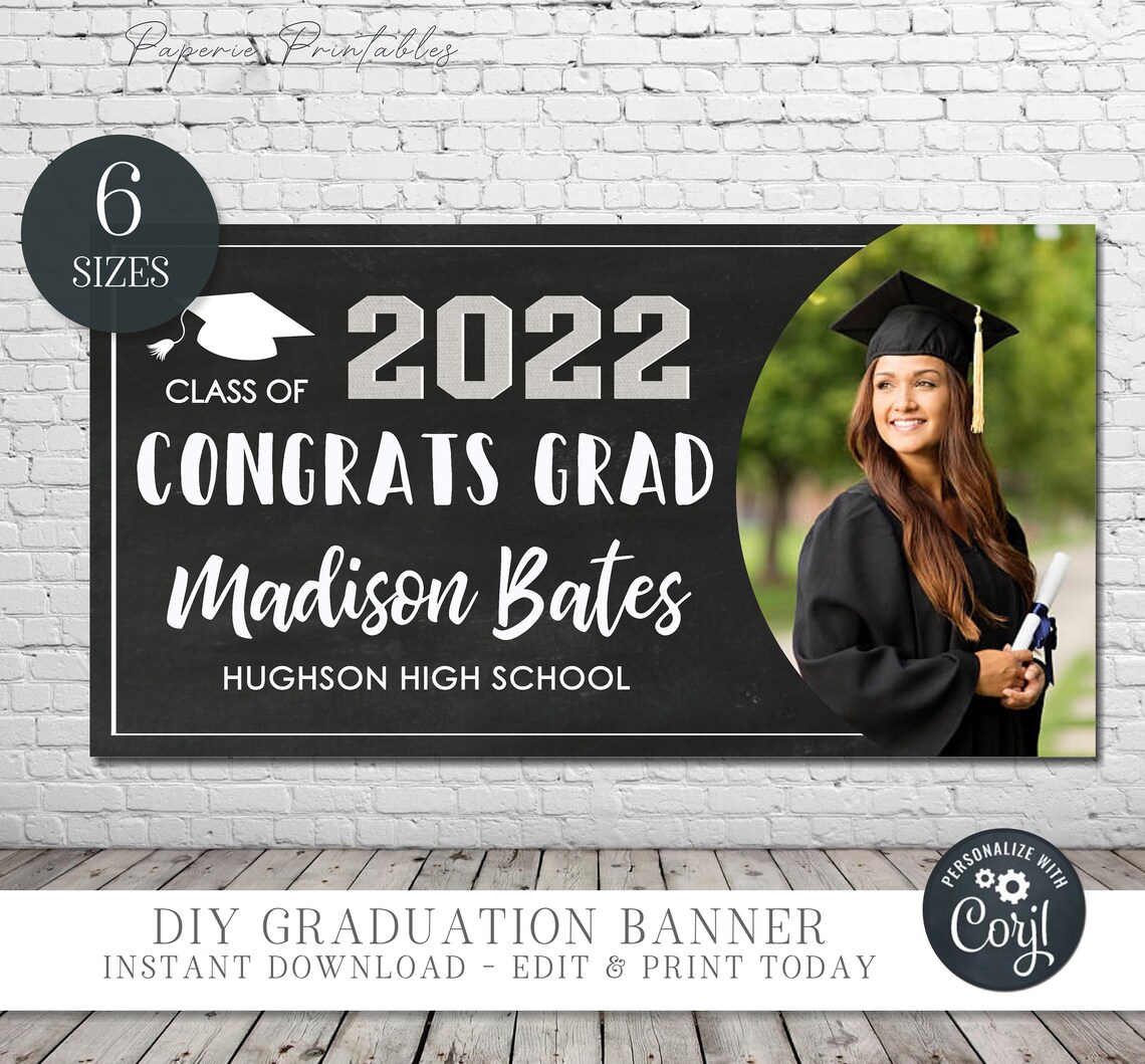 EDITABLE Graduation Banner Graduation Yard Sign Class of - Etsy