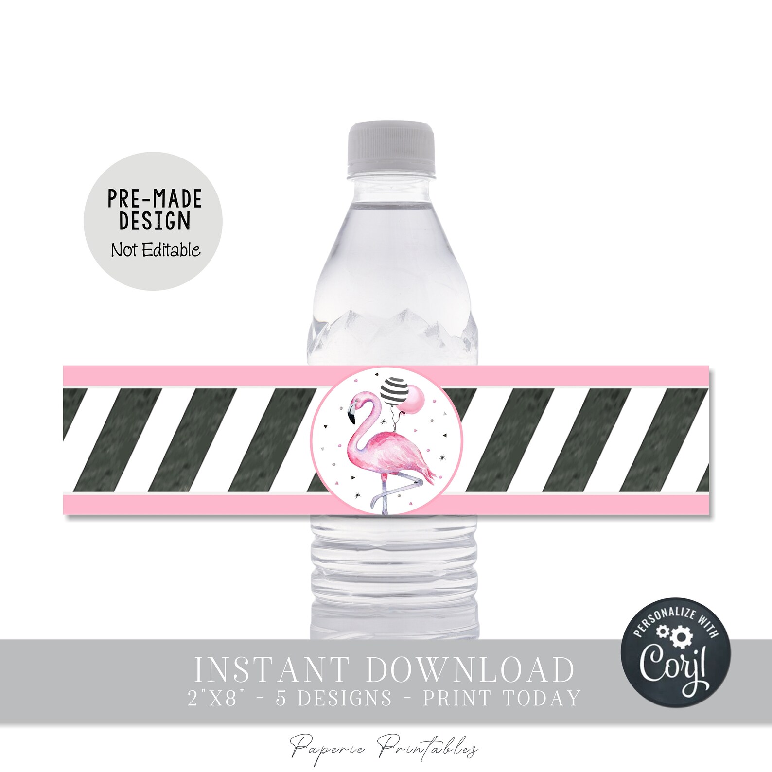 EDITABLE Flamingo Birthday Party Water Bottle Labels DIY - Etsy