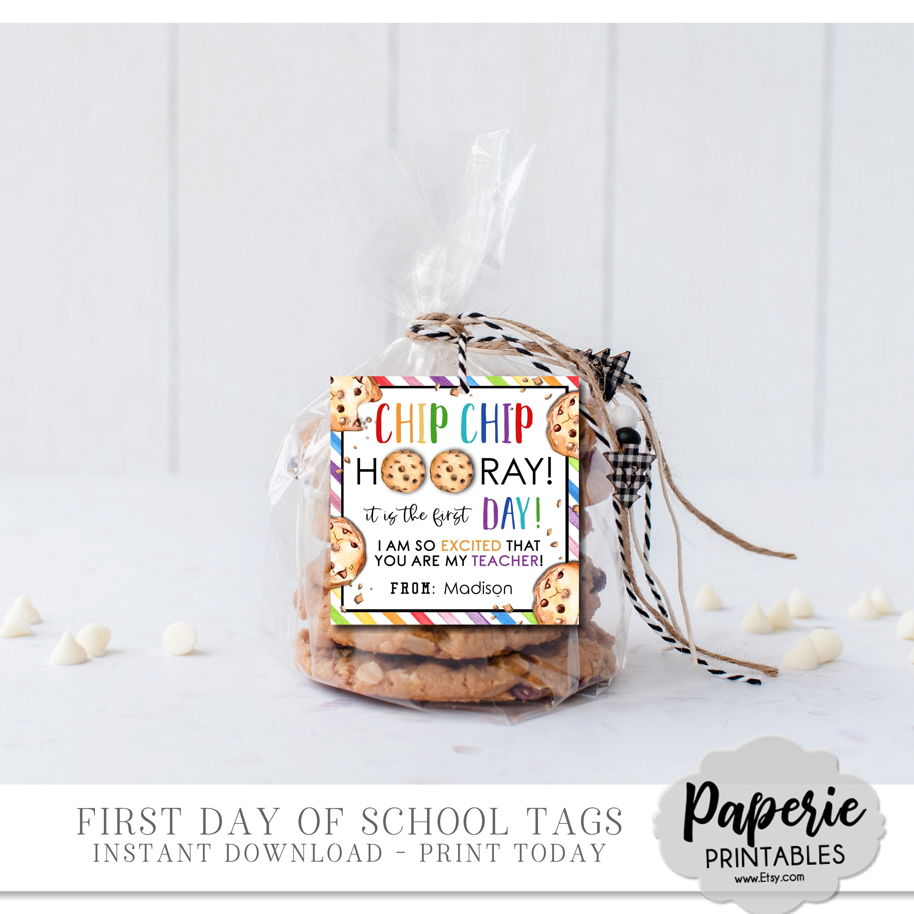EDITABLE Cookie Teacher Gift Tag, Thank You First Day of School Tag ...