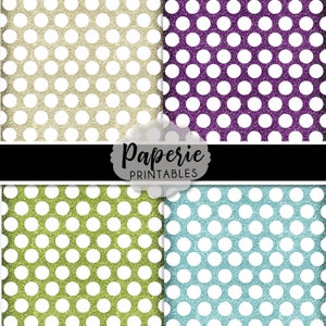 Polka Dot Glitter Digital Paper - 12x12 Digital Scrapbooking Paper - 20 ...