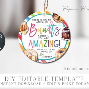 EDITABLE Bundt Cake Appreciation Label, No Ifs, Ands or Bundts ...