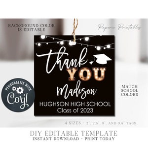 EDITABLE Graduation Gift Tags, Masculine Graduation Tags, Graduation ...