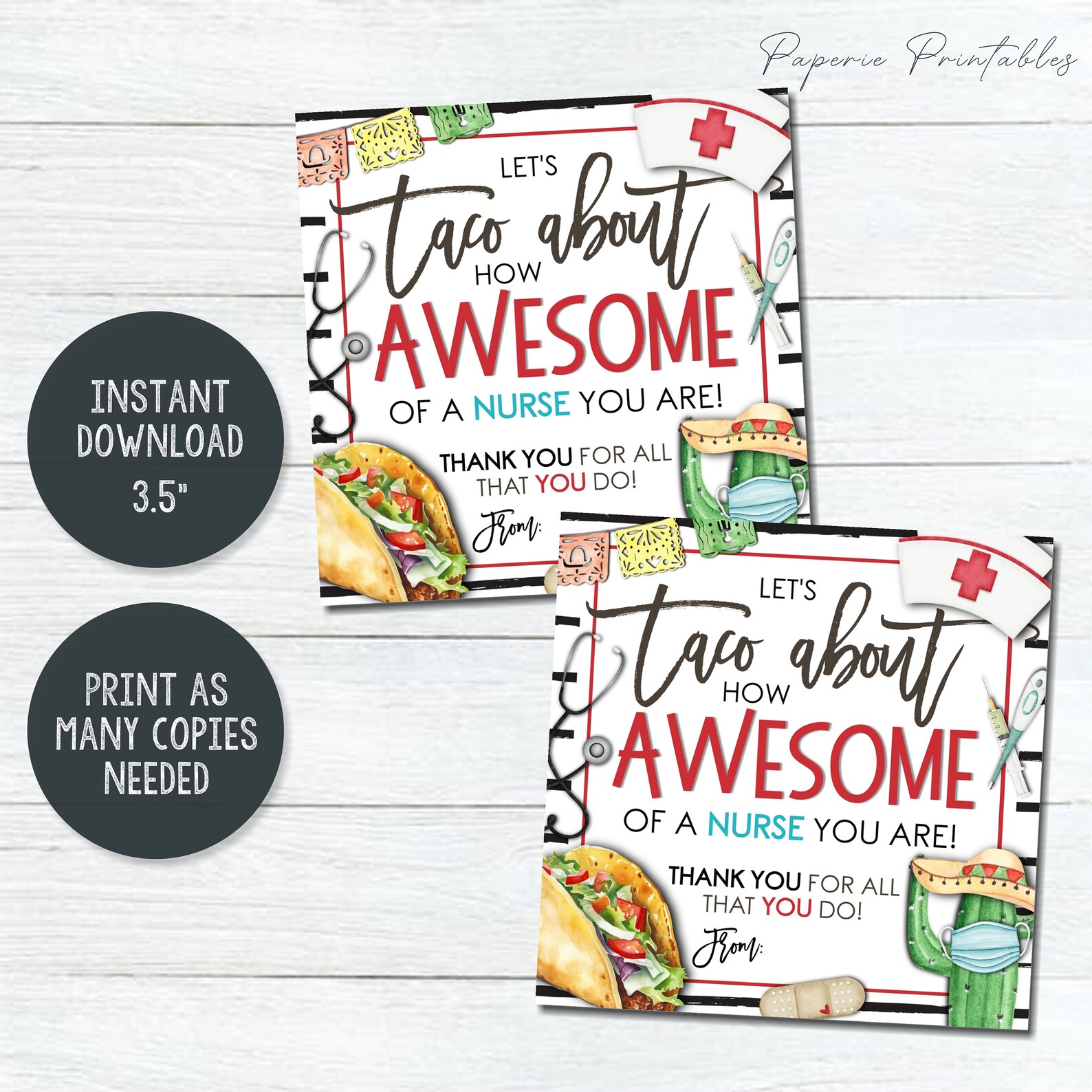 EDITABLE Taco Bout Nurse Tags, Nurse Appreciation Tags, Taco Nurse ...