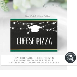 EDITABLE Graduation Food Tents, Graduation Decoration Food Tents ...