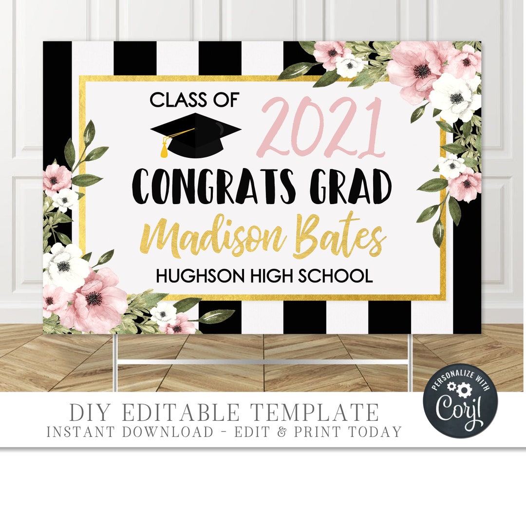 Editable Graduation Yard Sign: DIY Congrats Grad Design (digital ...