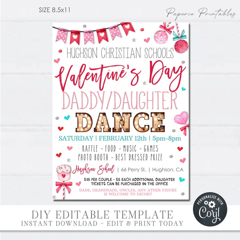EDITABLE Sweetheart Dance Flyer Invitation Daddy Daughter - Etsy