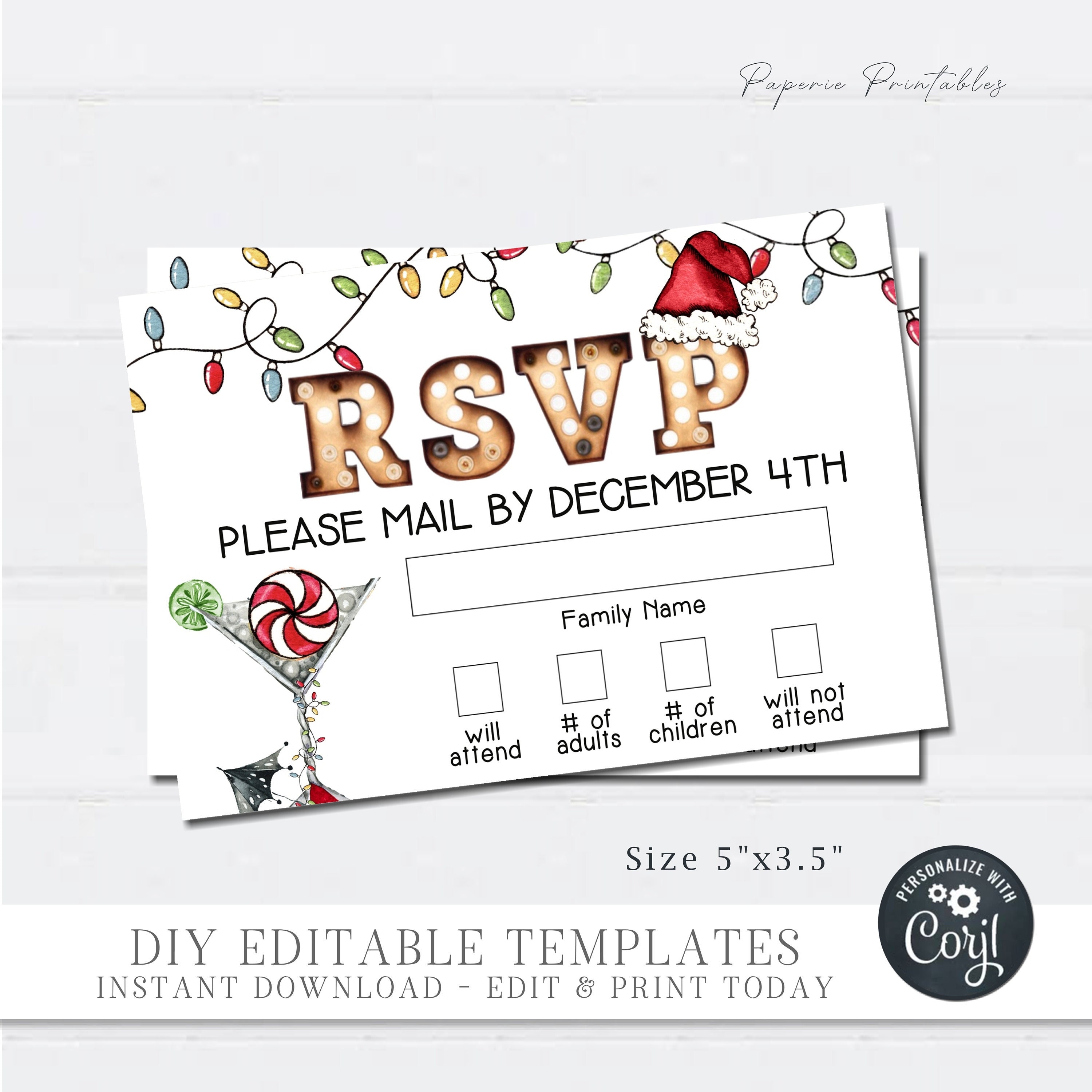 Editable Christmas Party RSVP Cards RSVP Cards Christmas - Etsy