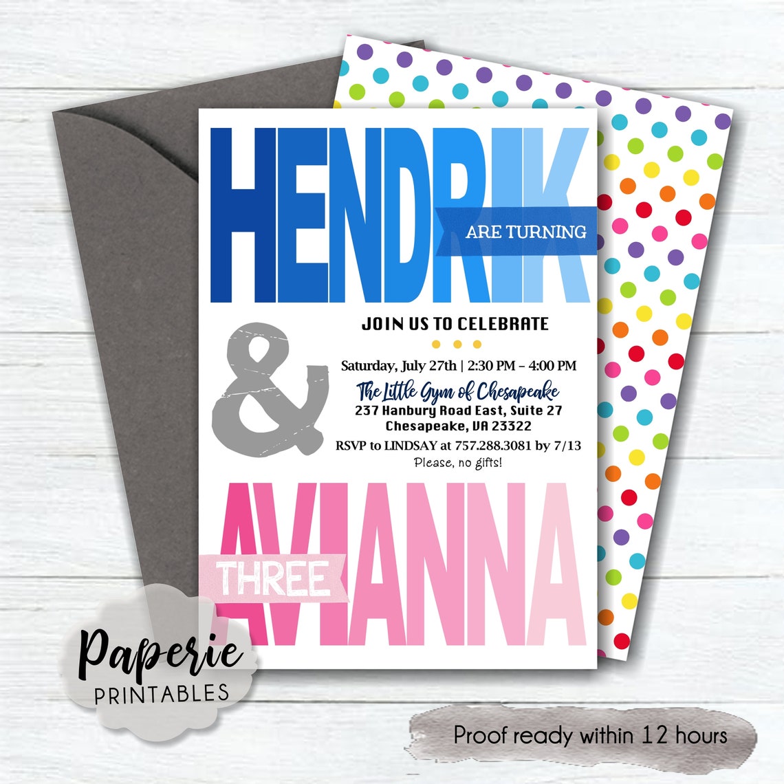 Brothers Birthday Party Invitation Colorful Joint Birthday - Etsy