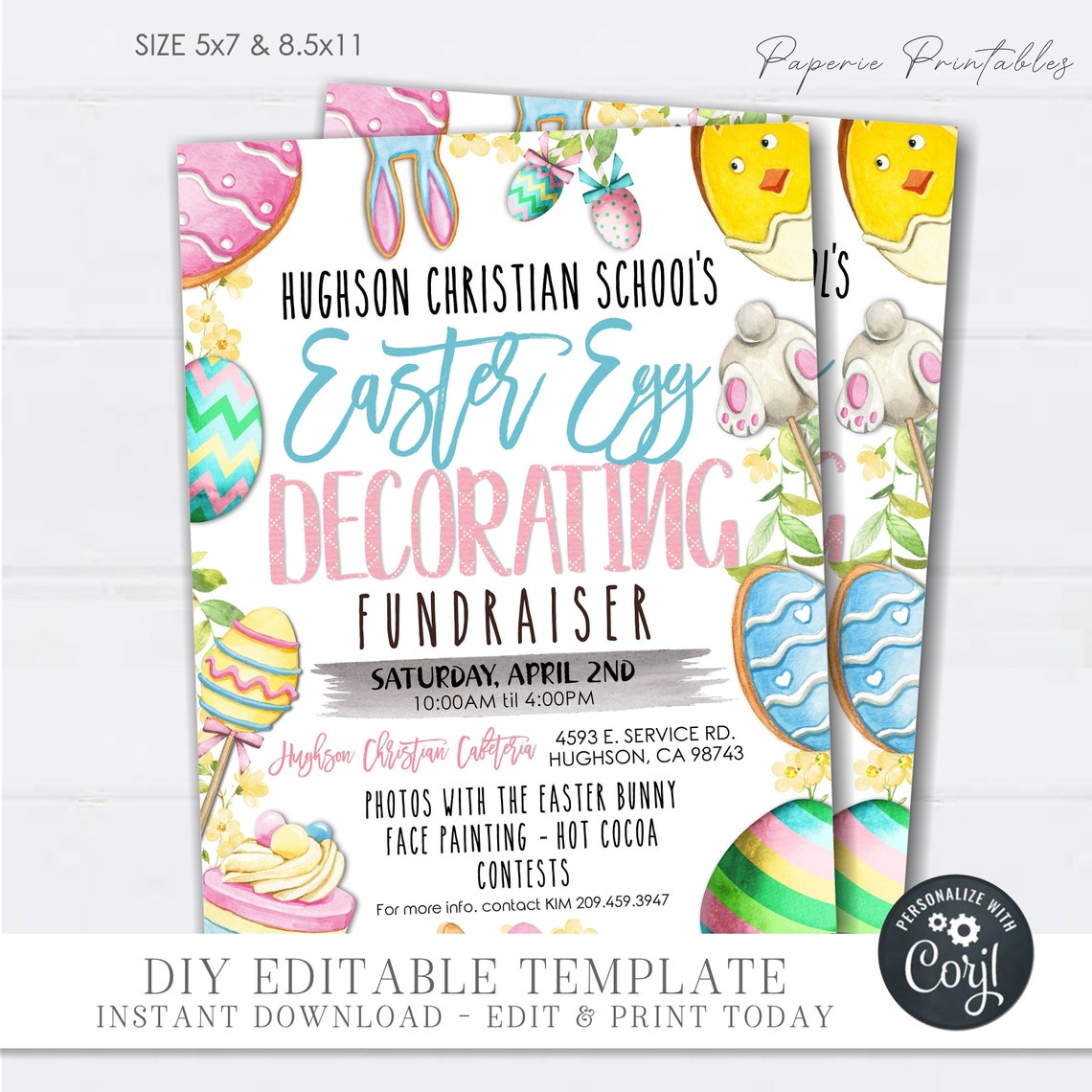 Editable Easter Egg Decorating Fundraiser Flyer (DIY Corjl) - Etsy