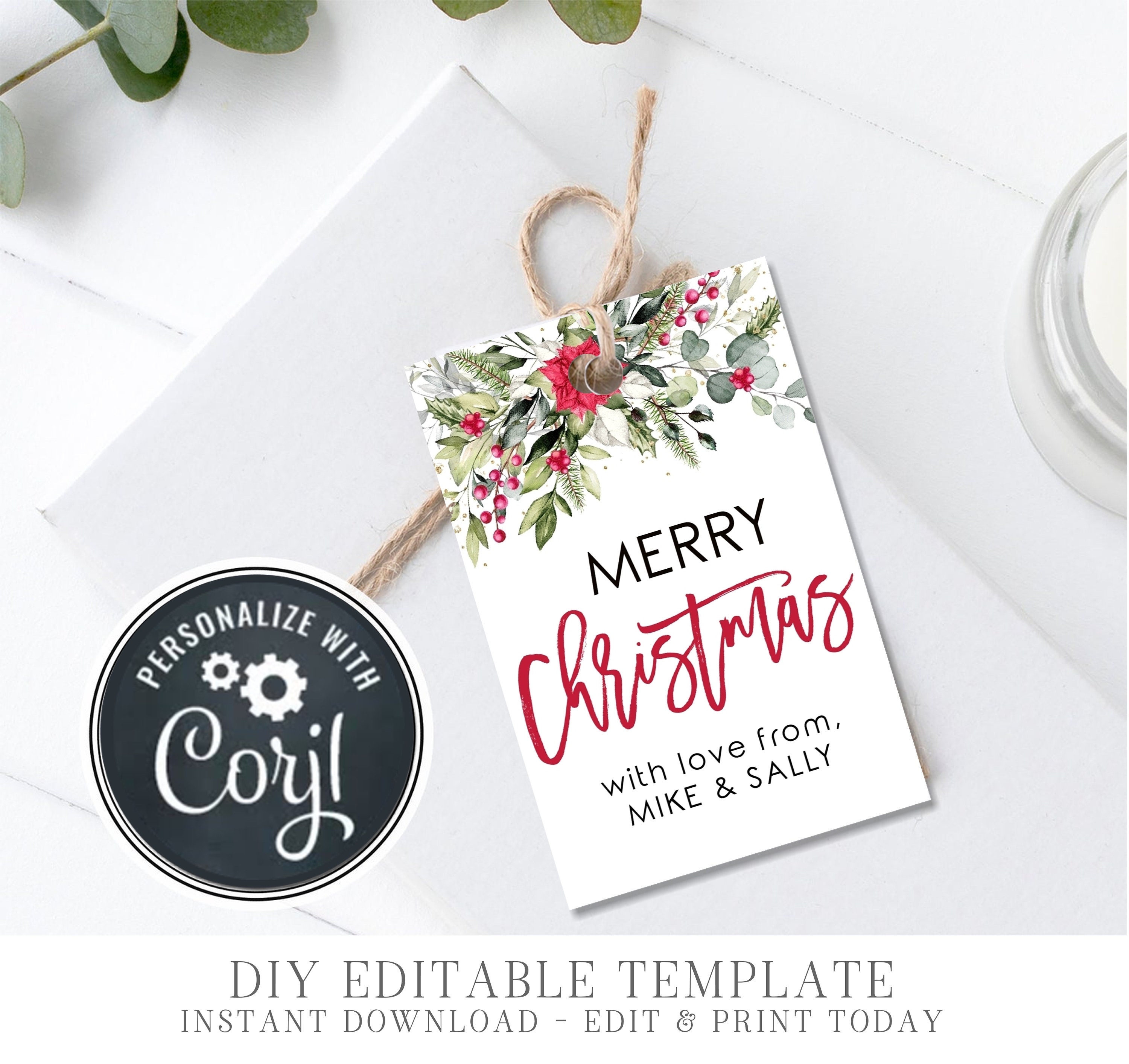 Editable Merry Christmas Tag, Merry Christmas Gift Tag, Christmas Gift ...
