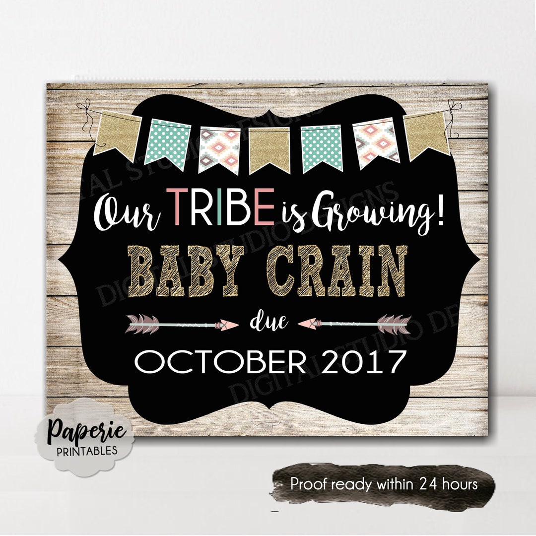 Our TRIBE is Growing Pregnancy Announcement Chalkboard Sign – Tribal ...